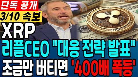 리플 전망 리플ceo대응 전략 발표 조금만 버티면 400배 폭등 Xrp 엑스알피 Sec 리플소송 갈링하우스