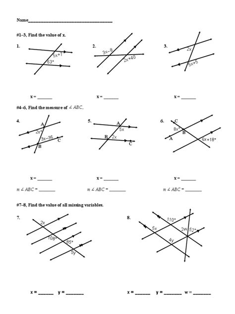Parallel Lines Challenging Pdf Angle Geometric Measurement