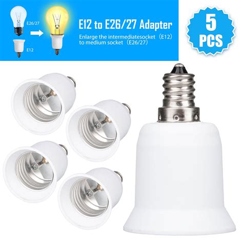 5pcs Screw E12 To E26 Adapter Chandelier Light Socket EEEkit E12 To Medium Socket E26 Converter