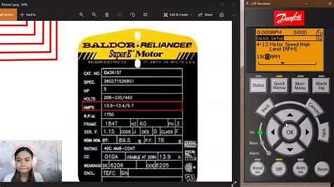 Programming Danfoss Vfd Using Lcp Simulator W 5hp Motor Rating Youtube