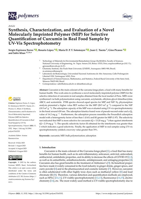Pdf Synthesis Characterization And Evaluation Of A Novel Molecularly Imprinted Polymer Mip