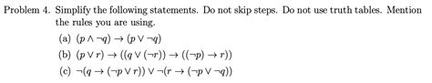 solved pblem 4 simplify the following statements do not