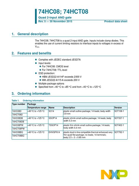 74hc08 Datasheet Pdf Quad 2 Input And Gate Download Nxp
