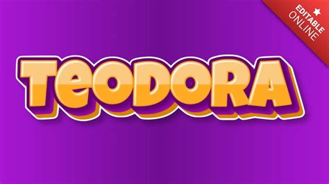 Teodora Orange Purple 3d Text Effect Generator