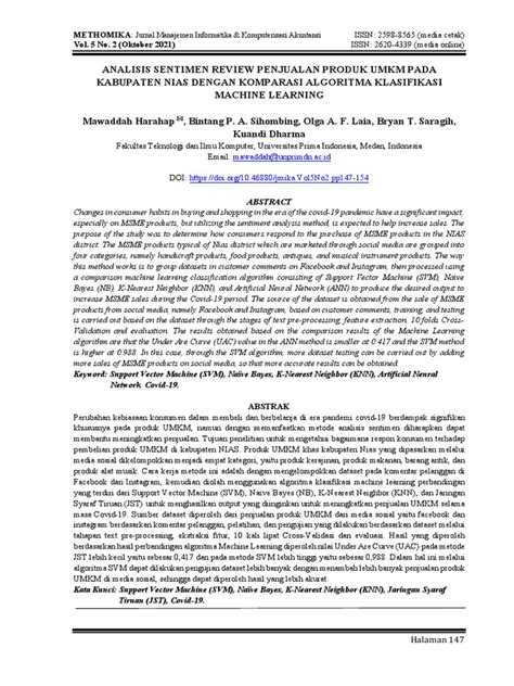 Artikel 10 147 154 Analisis Sentimen Review Penjualan Produk Umkm Pada