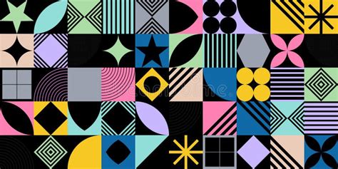 Geometric Abstract Seamless Pattern Colorful Creative Texture Dark Background Repeatable Grid