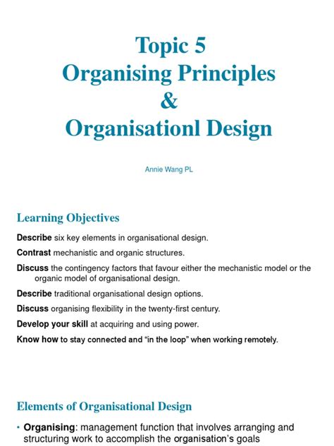Organisational Design Principles Pdf Organizational Structure Decentralization
