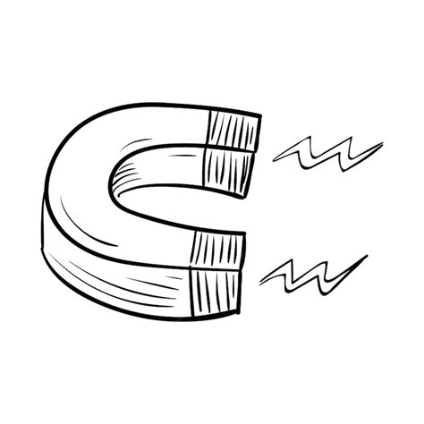 Handdrawn магнит каракули значок. ручной обращается черный эскиз. знак ...