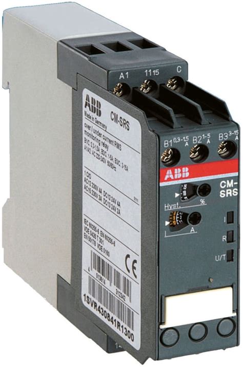 CM SRS 12 ABB ABB Current Monitoring Relay 0 3 1 5A NO NC 612 8788 RS Components