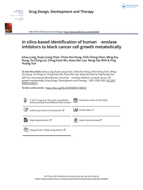 In Silico Based Identification Of Human Enolase Inhibitors To Block