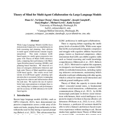 Theory Of Mind For Multi Agent Collaboration Via Large Language Models Acl Anthology
