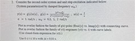 Solved Consider The Second Order System And Unit Step Chegg Com