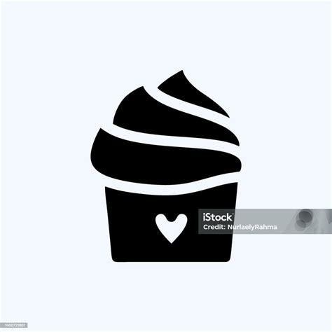 아이콘 컵케이크 베이커리 기호에 적합합니다 글리프 스타일 편집 가능한 간단한 디자인 디자인 템플릿 벡터 간단한 그림 건강하지