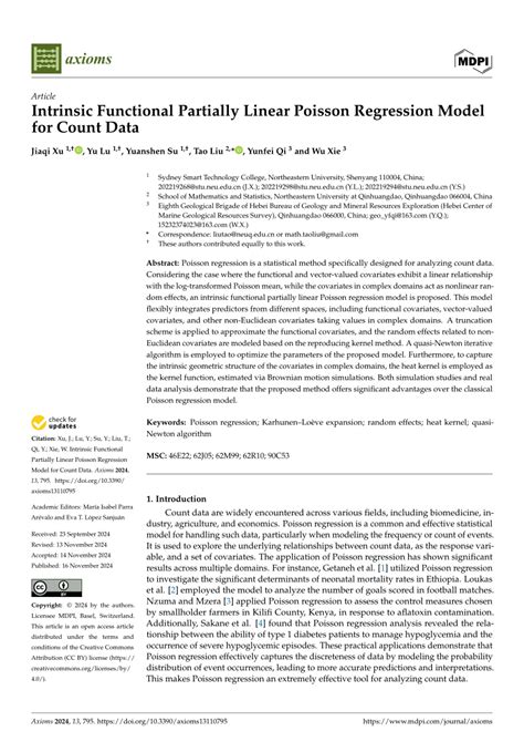 Pdf Intrinsic Functional Partially Linear Poisson Regression Model