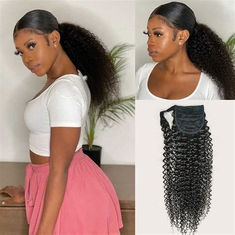Kinky Human Hair Ponytail Etsy