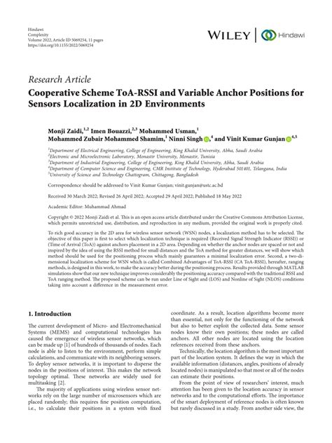 Pdf Cooperative Scheme Toa Rssi And Variable Anchor Positions For