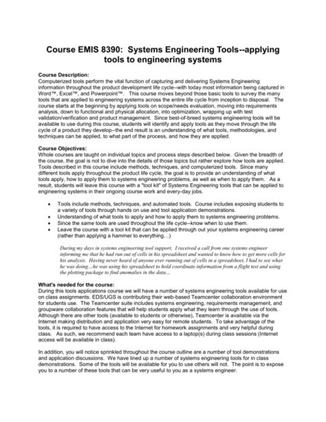 System Engineering Tools And Methods Systems Engineering Methods Adapted To Software Engineering