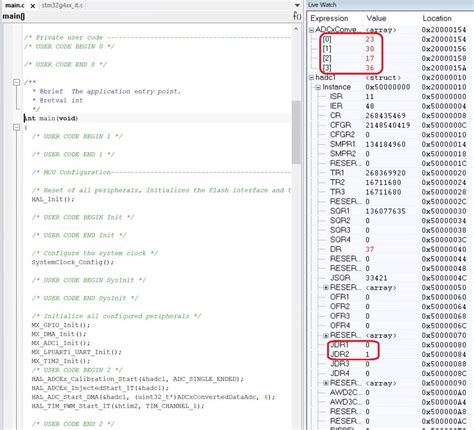 stm32g474 adc in continuous regular scanning mode
