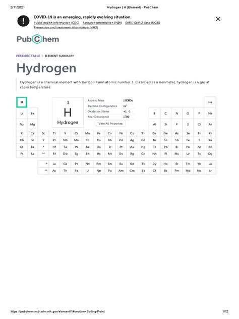 1 Hydrogen H Element Pubchem Pdf