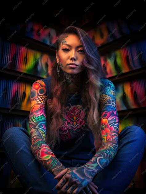 Premium Ai Image Cute And Beautiful Asian Girl With Tattoos
