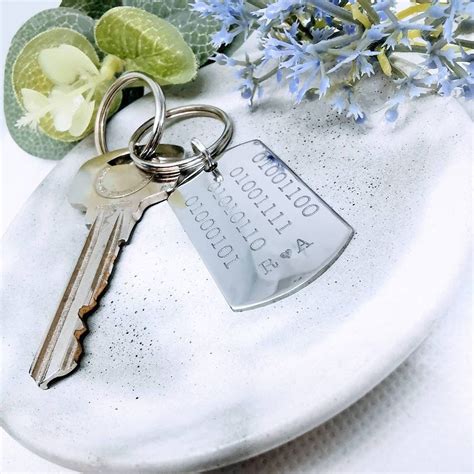 Binary Code Key Chain Keyring Love In Binary Geek Present Nerd Etsy