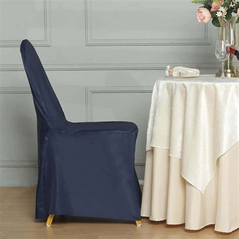 10 Pack Polyester Banquet Chair Covers Navy Blue Efavormart