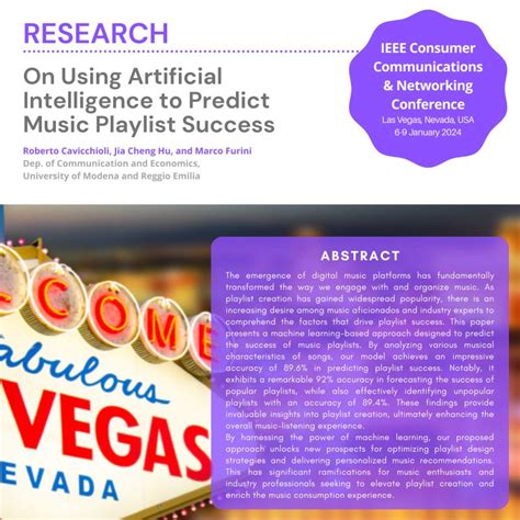 Marco Furini On Linkedin Ccnc2024 Ieee Musicplaylist Songselection