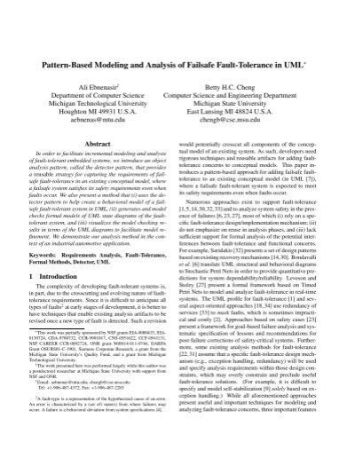 Pattern Based Modeling And Analysis Of Failsafe Fault Citeseerx