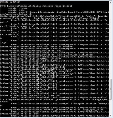 Ruby Cannot Create The Rspec Files On Windows Rails App Stack