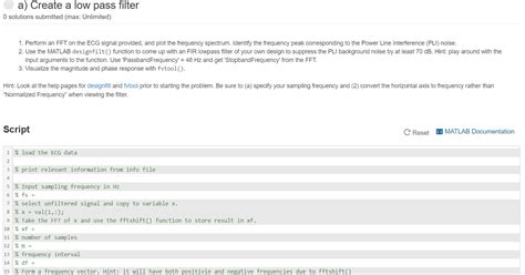 A Create A Low Pass Filter O Solutions Submitted Chegg