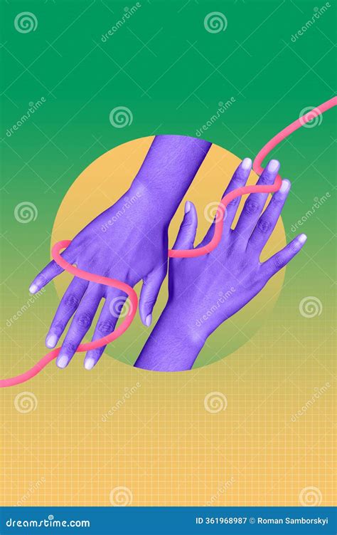 Composite Sketch Design Artwork 3d Photo Collage Of Two Hands Purple Sken Hold Different