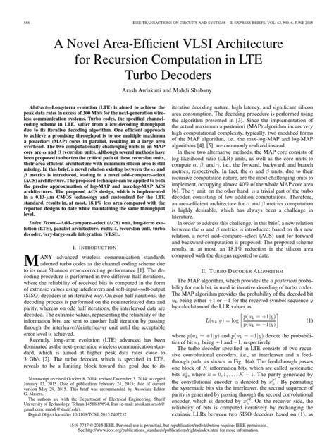 a novel area efficient vlsi architecture for recursion computation in