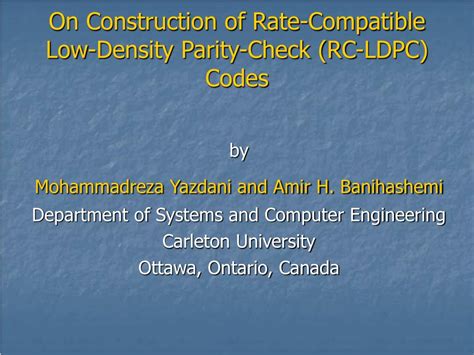 ppt on construction of rate compatible low density parity check rc