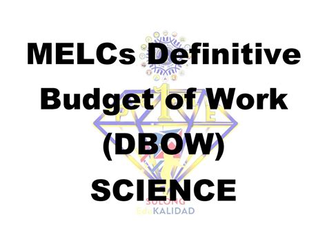 Science Dbow Final Dbow Melcs Definitive Budget Of Work Dbow Science Melcs Definitive