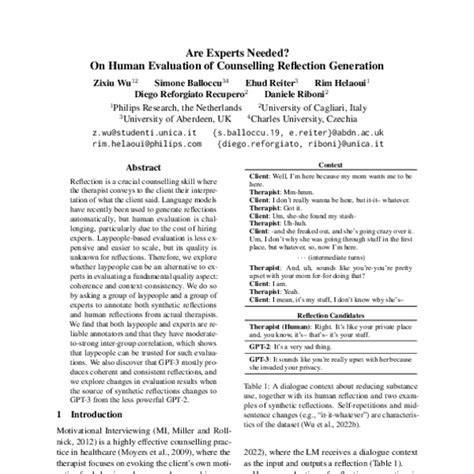 Are Experts Needed On Human Evaluation Of Counselling Reflection Generation Acl Anthology