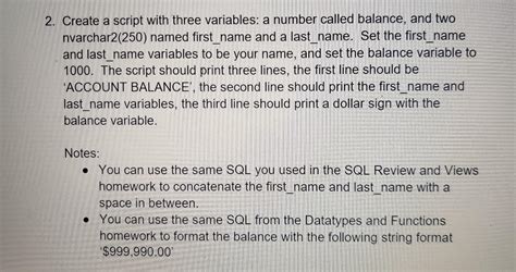 Solved 2 Create A Script With Three Variables A Number