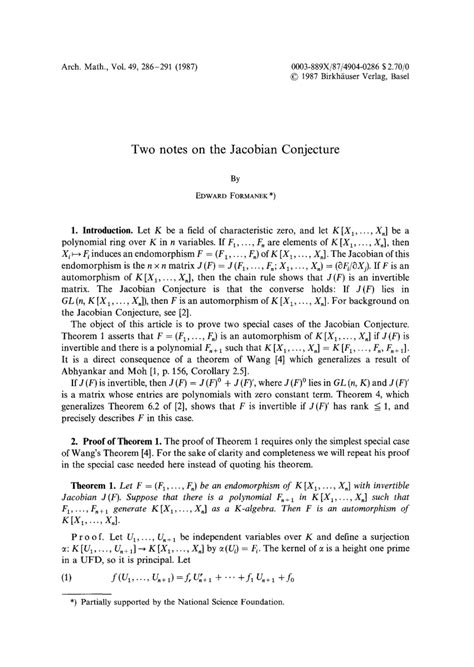 Pdf Two Notes On The Jacobian Conjecture