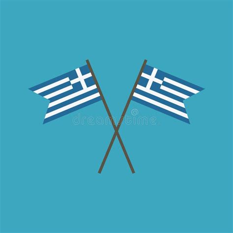 Greece Flag Icon In Black Outline Flat Design Stock Vector
