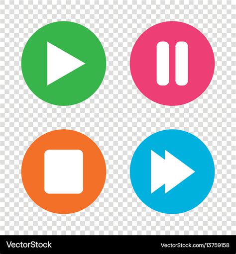 Player Navigation Icons Play Stop And Pause Vector Image