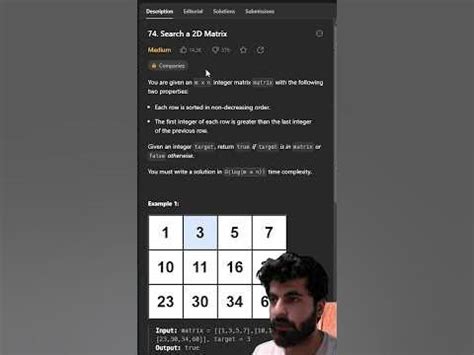 Day 30 DSA. Search 2D Matrix. - YouTube