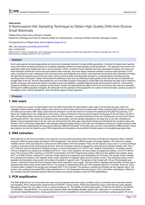 Pdf A Noninvasive Hair Sampling Technique To Obtain High Quality Dna
