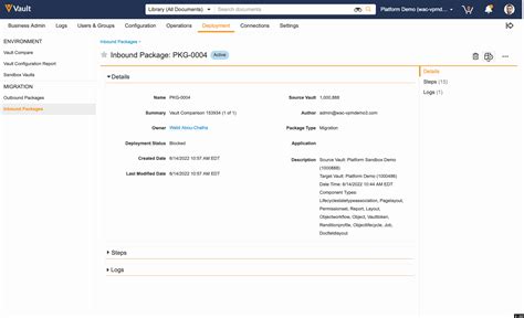 Importing And Deploying Vault Configuration Migration Packages Veeva