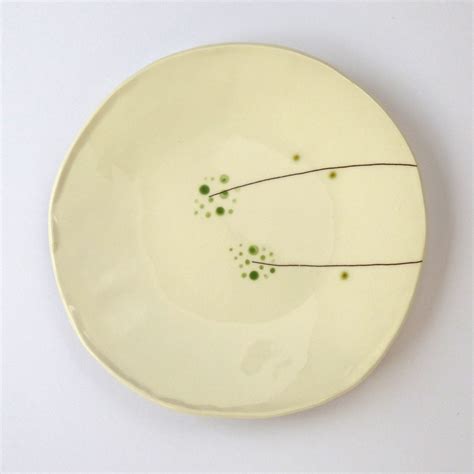White Ceramic Japanese Plate With Horsetail Design