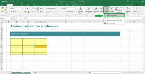 eliminar celdas filas y columnas excelfull