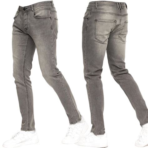 Mens Stretch Slim Fit Malcolm Light Grey Jeans Jeanbase