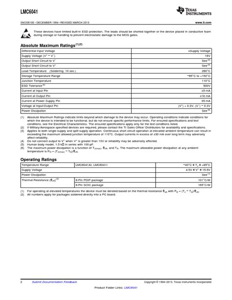 Lmc6041 Cmos Single Micropower Operational Amplifier Texas Instruments