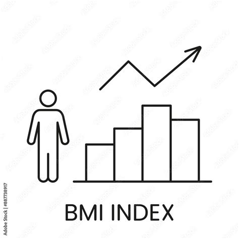 Body Mass Index Chart With Person And Growth Arrow Line Icon Bmi