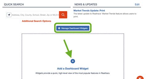 Settings Dashboard Widgets