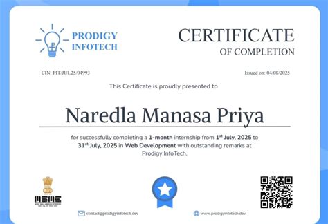 Webdevelopment Internshipexperience Certificate Recommendation Prodigyinfotech