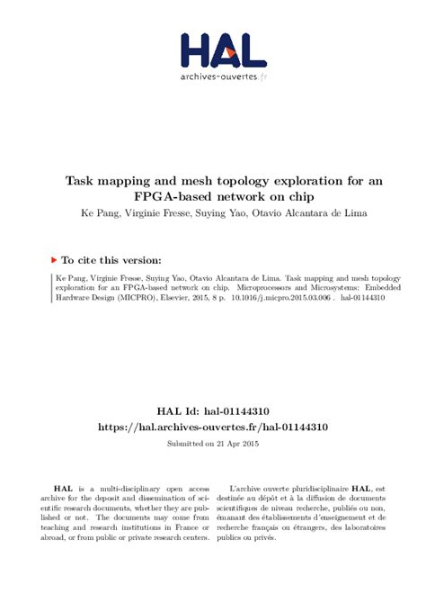 pdf task mapping and mesh topology exploration for an fpga based network on chip